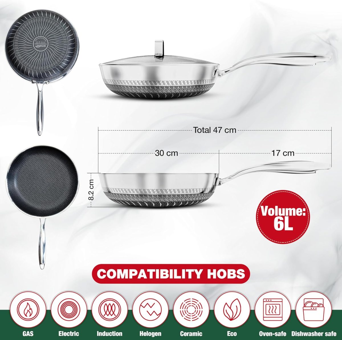 INTIGNIS Premium Frying Pan with Lid – 30cm/ 12 In... - CelticRecipes